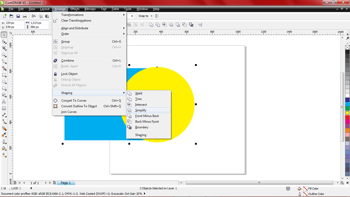 Tekhnik Shaping Simplify Di CorelDraw