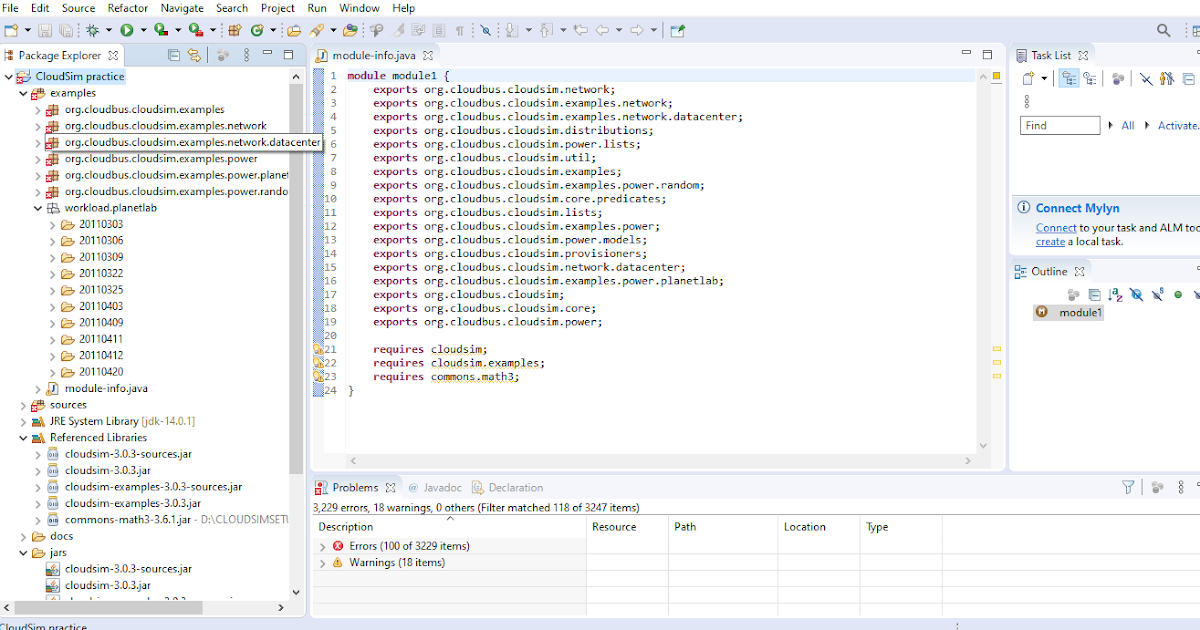 Facing Error while Setting up of Cloudsim Simulation Toolkit