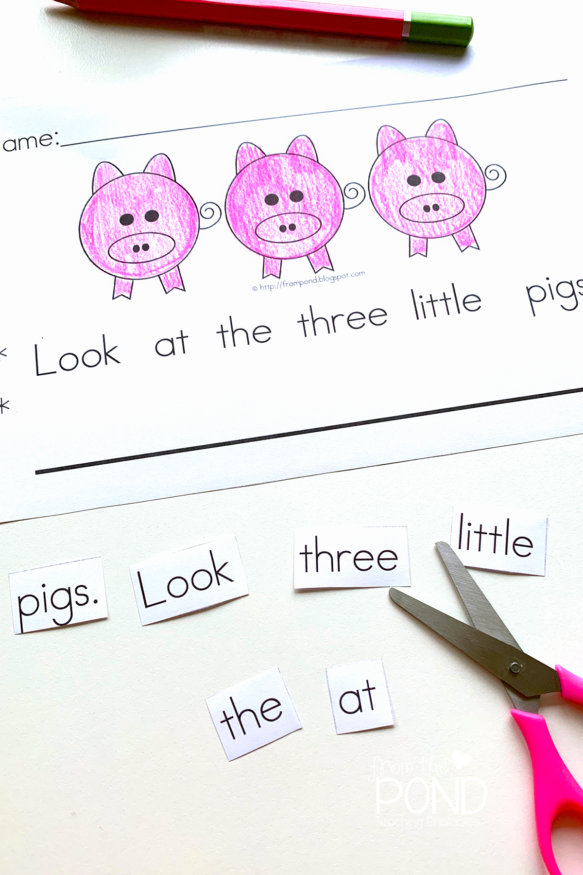 Three Little Pigs Cut and Paste FREEBIE | From the Pond
