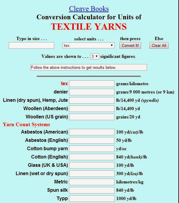 Conversion Calculator for Units of TEXTILE YARNS - Fabrizio Famularo