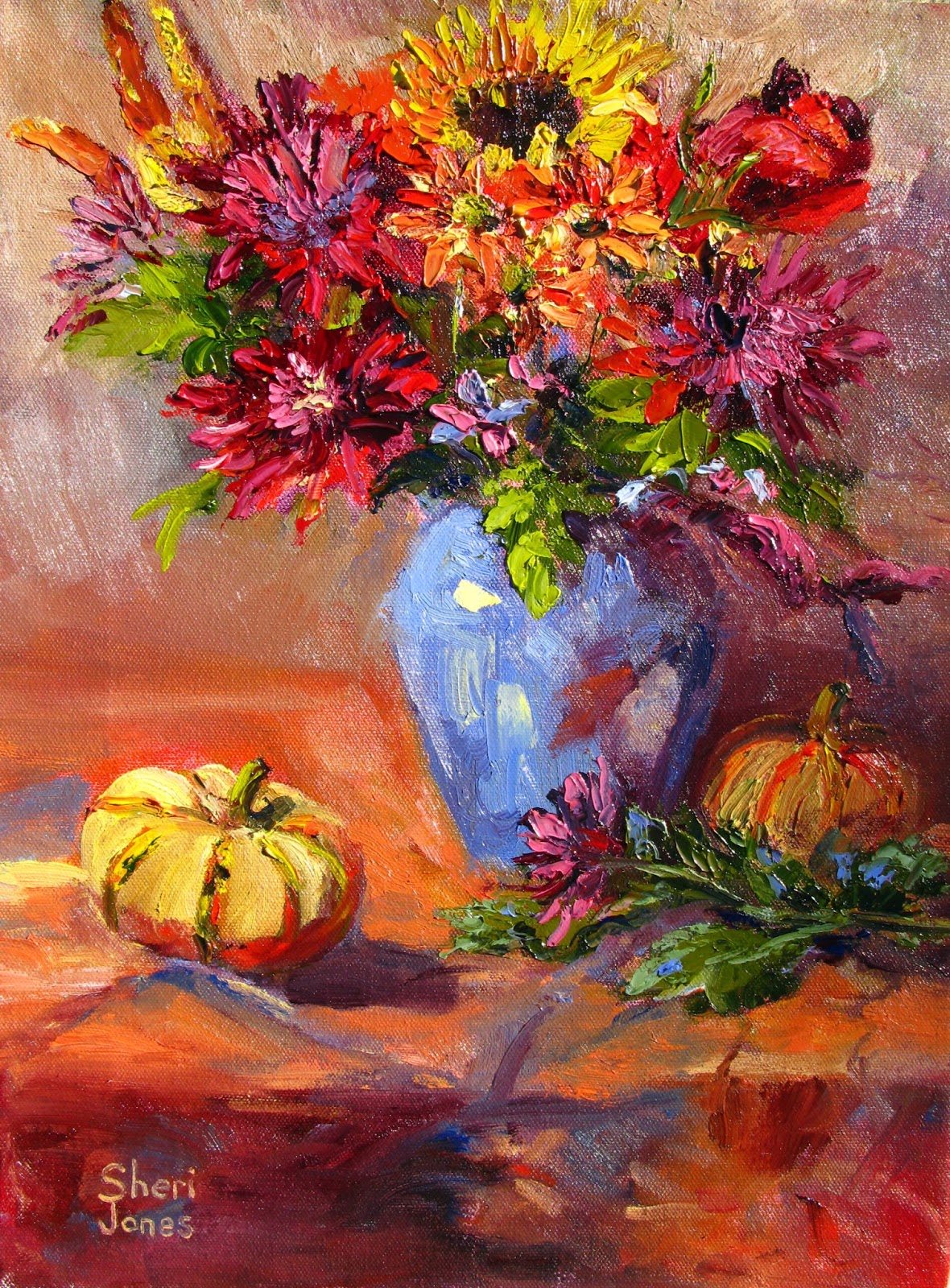 Palette Knife Painters, International: Fall Pumpkins, Contemporary ...