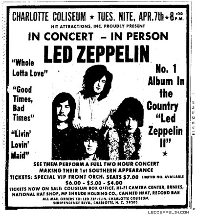 BTM = BILL T MILLER: FLASHBACK: LED ZEPPELIN II Tour on APRIL 7 1970 ...