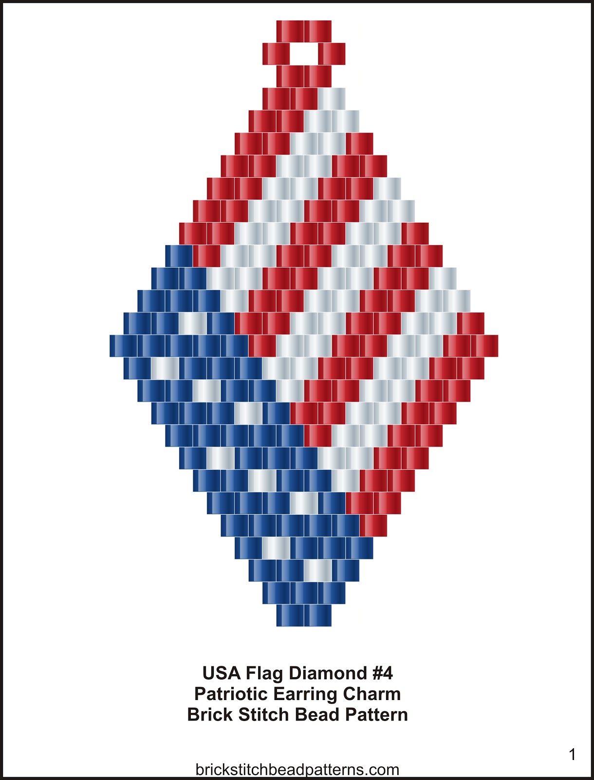 Brick Stitch Bead Patterns Journal: USA Flag Diamond #4 Brick Stitch ...