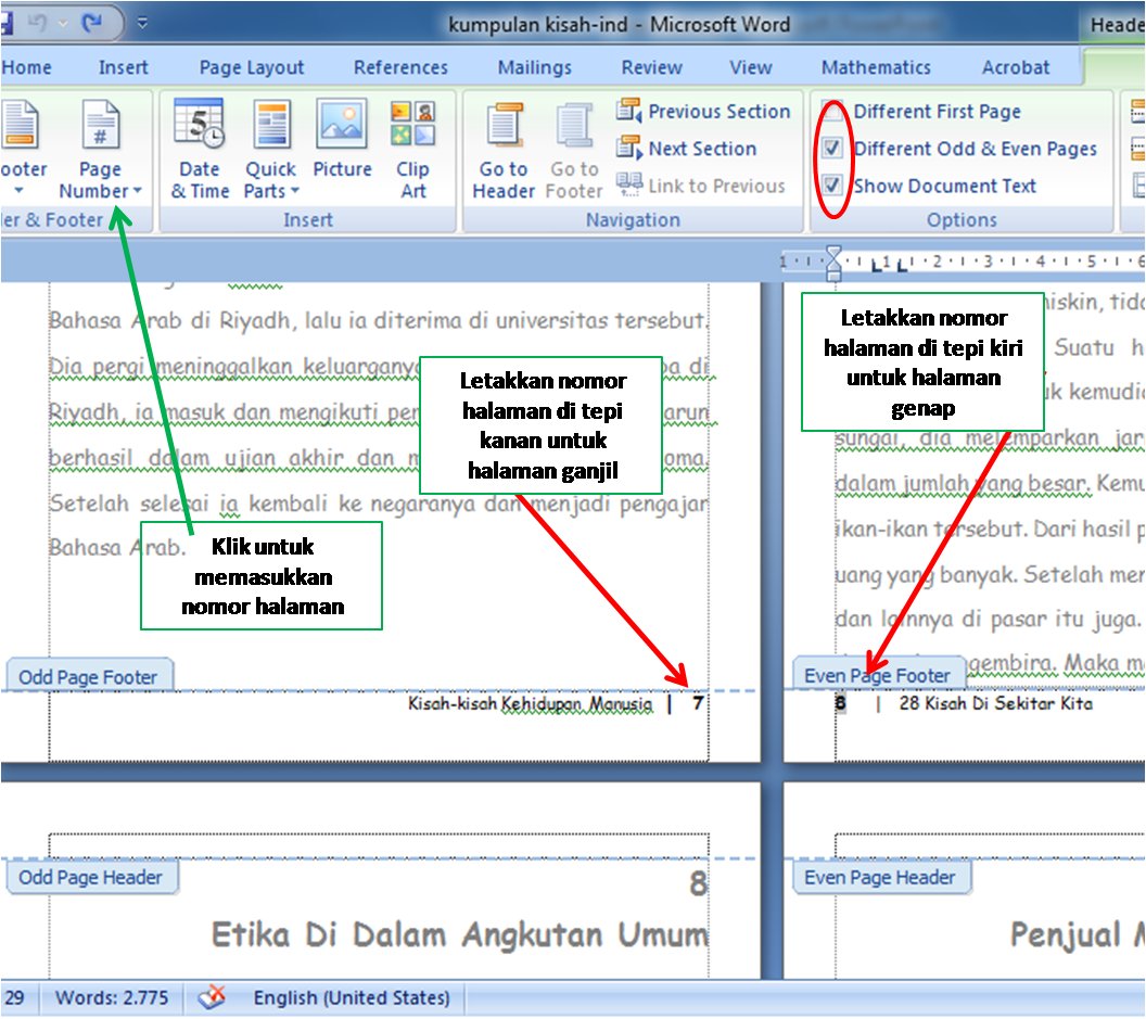 Membuat Layout Buku dengan MS Word | Tulisan Khozin_99