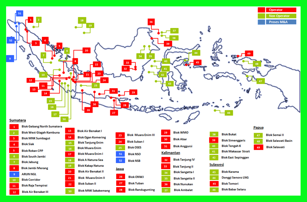 Map of Working Area Oil and Gas