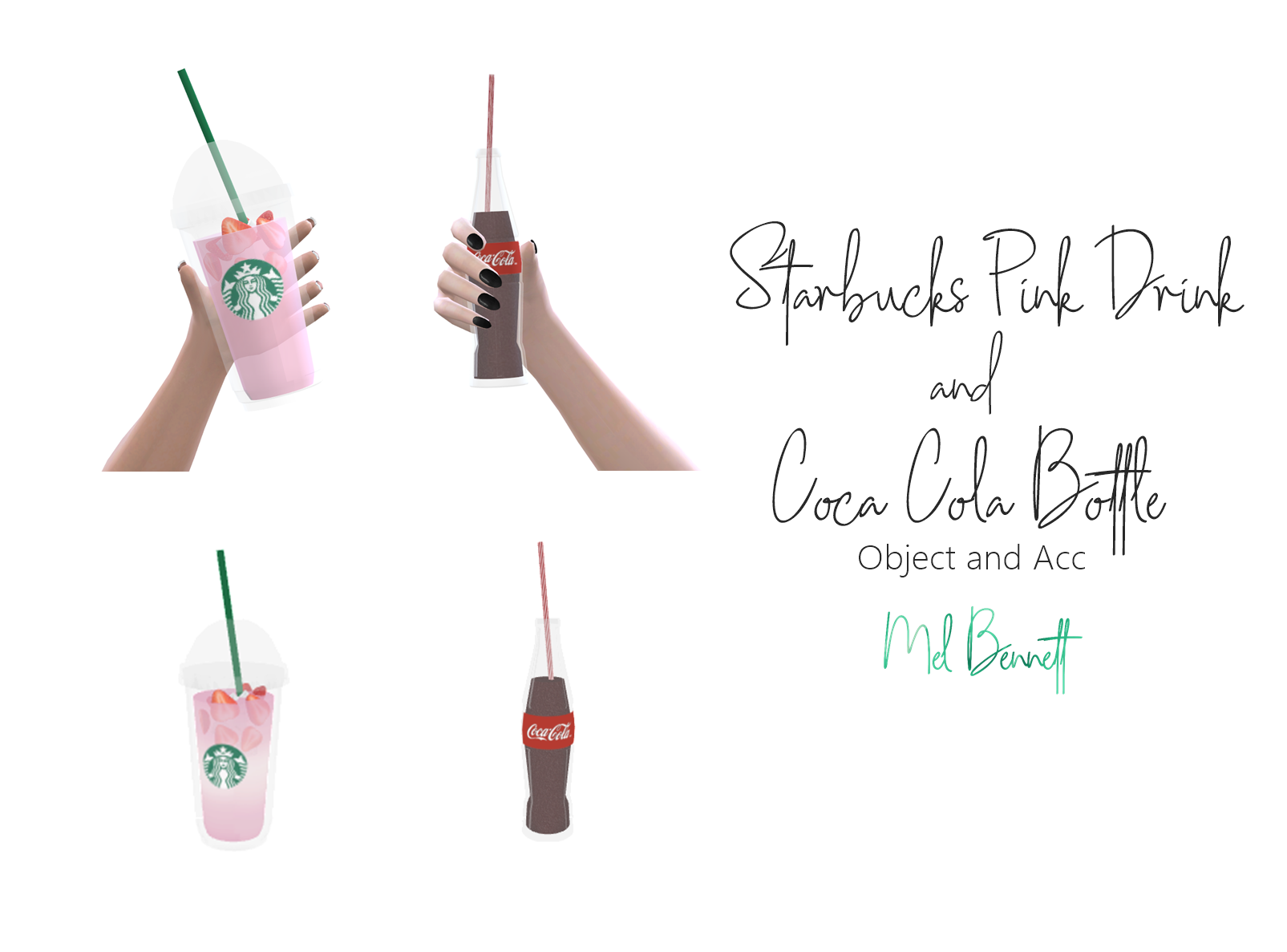 Sims 4 Starbucks Pink Drink and Coca-Cola Bottle - Mel Bennett