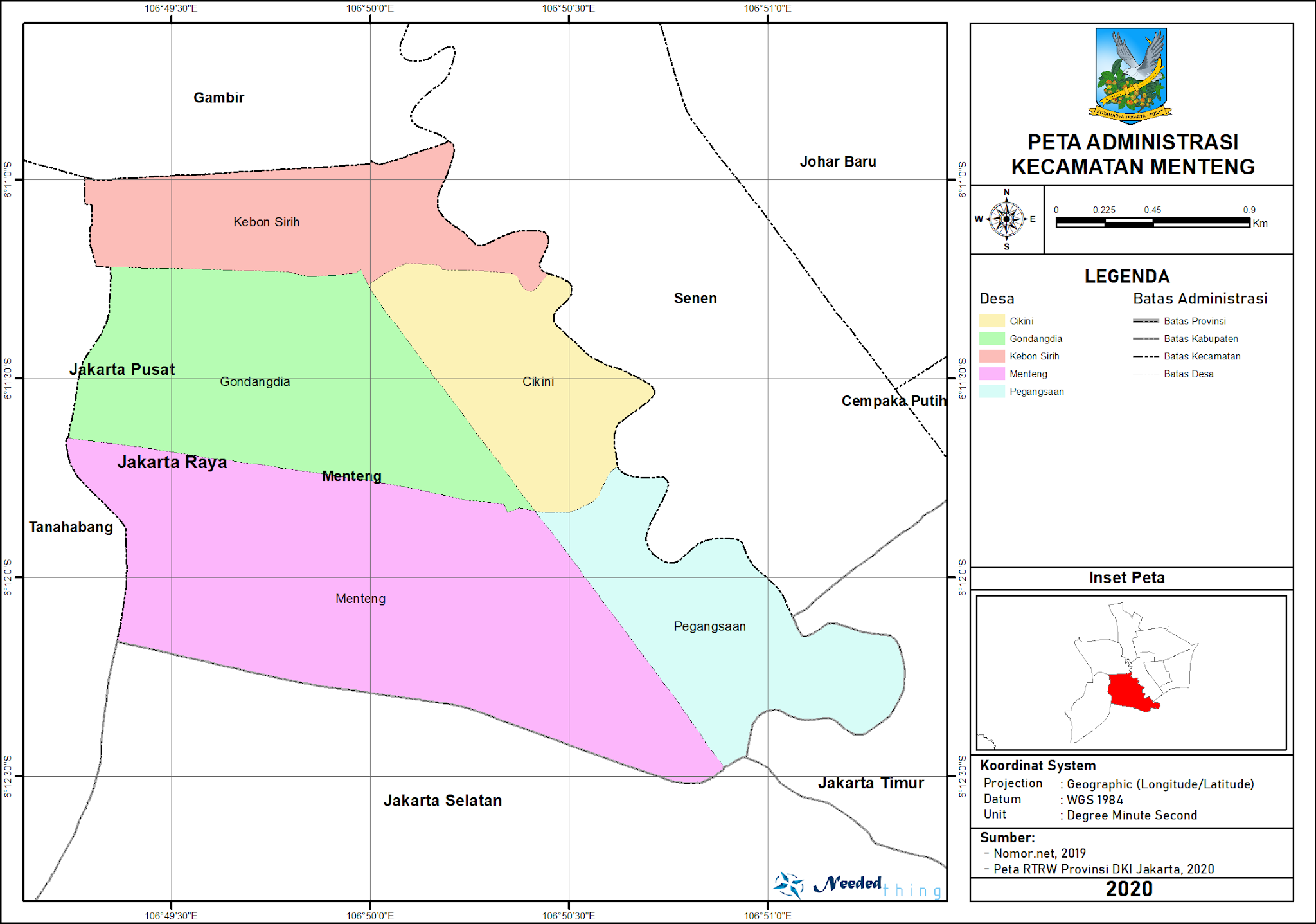 Peta Administrasi Kecamatan Menteng, Kota Jakarta Pusat ~ NeededThing