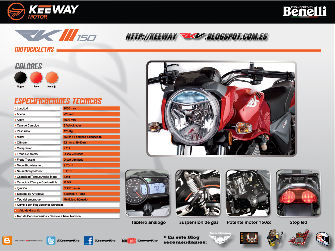 Ficha Técnica RKIII 150 ~ Keeway RKV