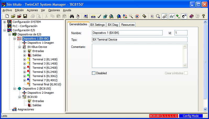 Notas de automatización: Preparativos para programar un PLC Beckhoff BC8150