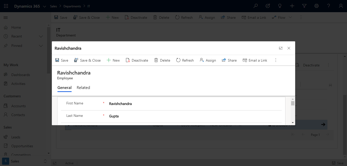Opening a Sub Grid record in a Pop-up window in Dynamics 365.