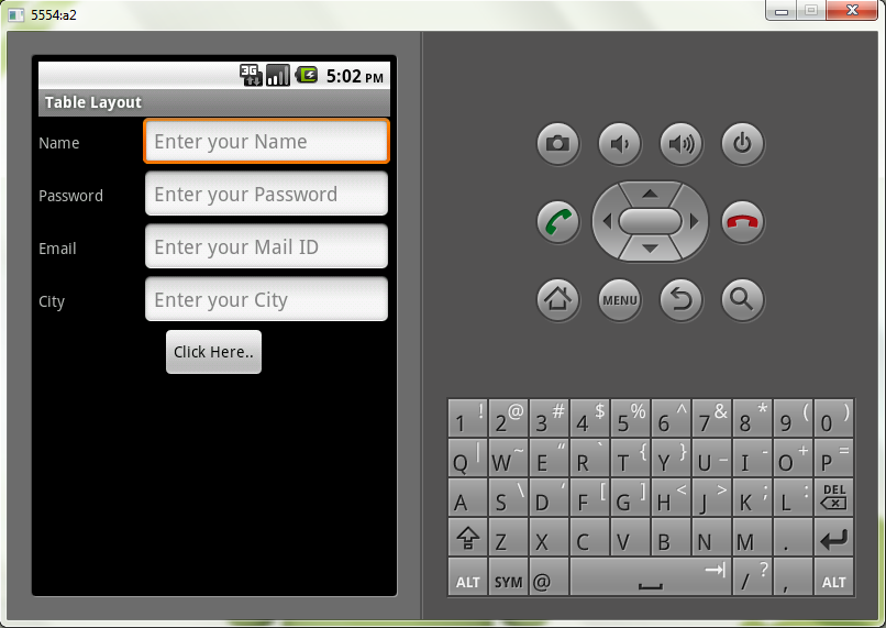 Team Android Table Layout