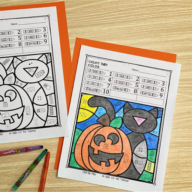 An Apple For The Teacher: Halloween Color By Number Math Facts Practice