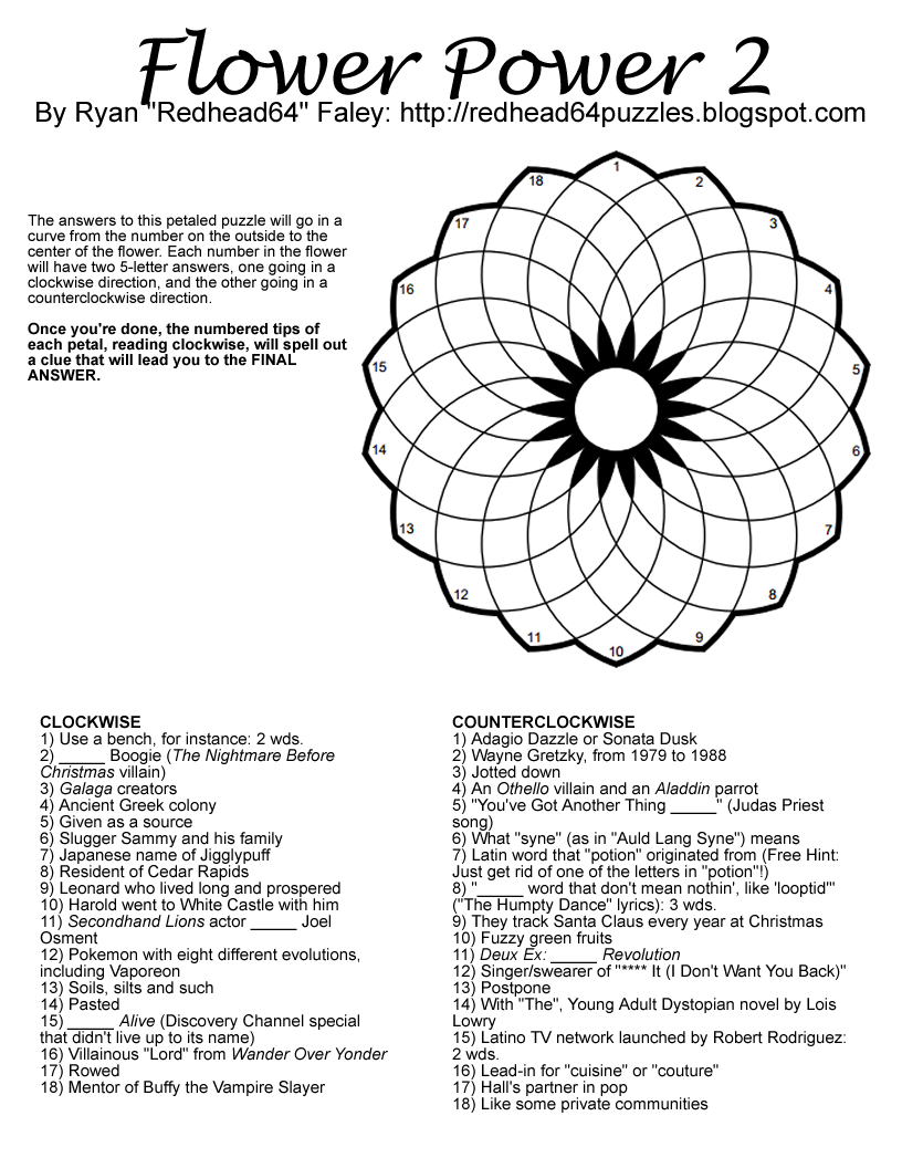Redhead64 s Obscure Puzzle Blog PUZZLE 36 Flower Power 2 Redhead64 s Obscure Puzzle Blog PUZZLE 36 Flower Power 2