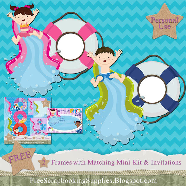Digital Pool Party Frames | Free Scrapbooking Supplies