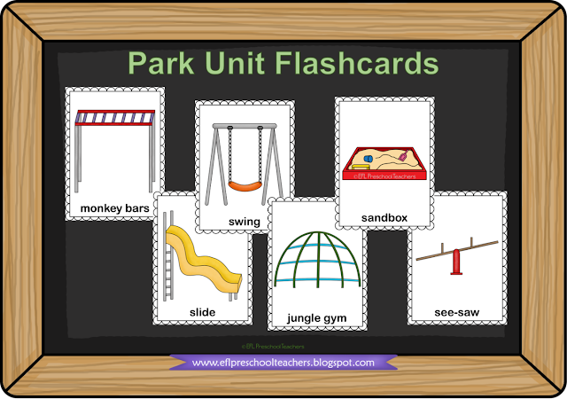 ESL/EFL Preschool Teachers: Park -Playground unit Flashcards for ...
