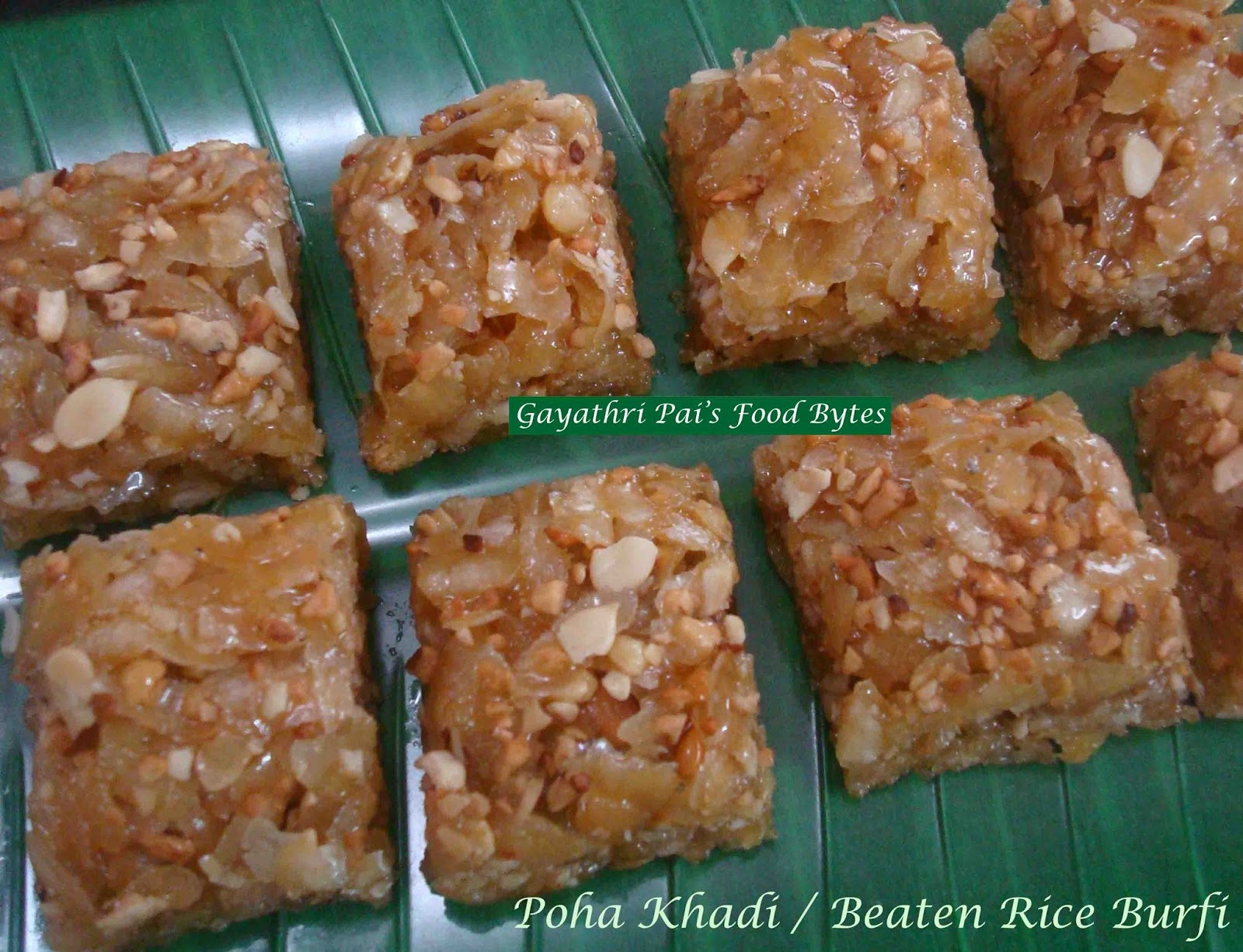 Gayathri Pai's Food Bytes: Poha Khadi / Beaten Rice Burfi / Pova Chikki.