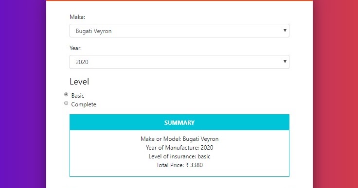 CAR INSURANCE GENERATOR USING JAVASCRIPT | OURCE CODE