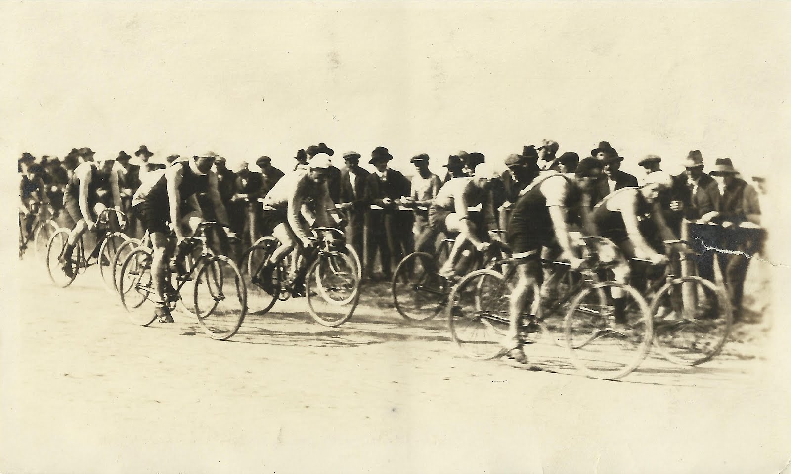 Fast is fast...: Early bicycle race.