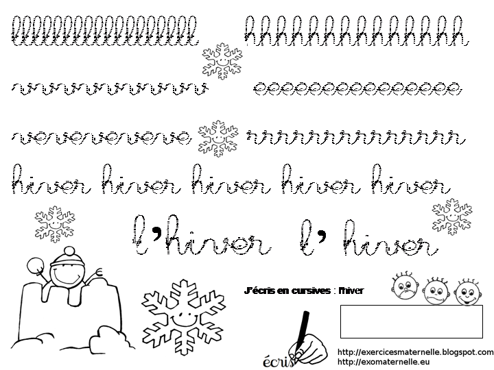 Maternelle: J'écris en cursives : l'hiver