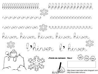 Maternelle: J'écris en cursives : l'hiver
