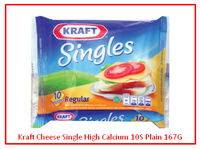 Harga Kraft Cheese Single High Calcium 10S Plain 167G di Indomaret.