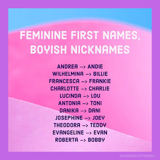 Ren's Baby Name Blog: Feminine First Names, Boyish Nicknames