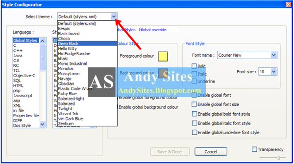 Cara Mengganti Warna Background di Notepad++ - AndySites