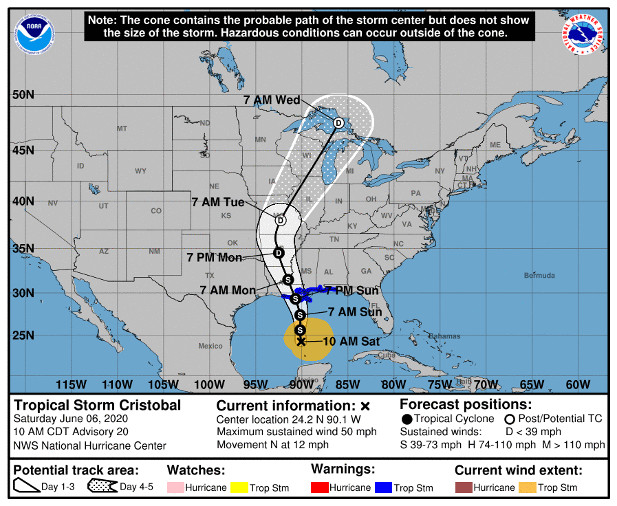MWN Blog: Tropical Storm Cristobal takes aim at the Gulf Coast, and Mid ...