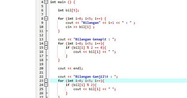 Mencari Bilangan Genap Dan Ganjil Dengan Array Menggunakan Program C Lightweight