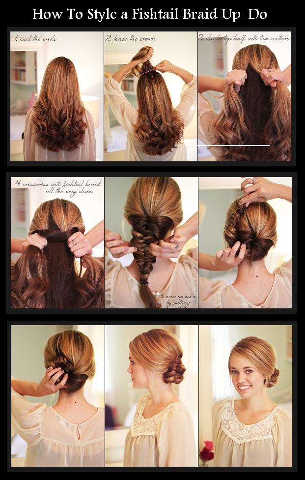 New Short Hair Styles: How To Style a Fishtail Braid Up-Do