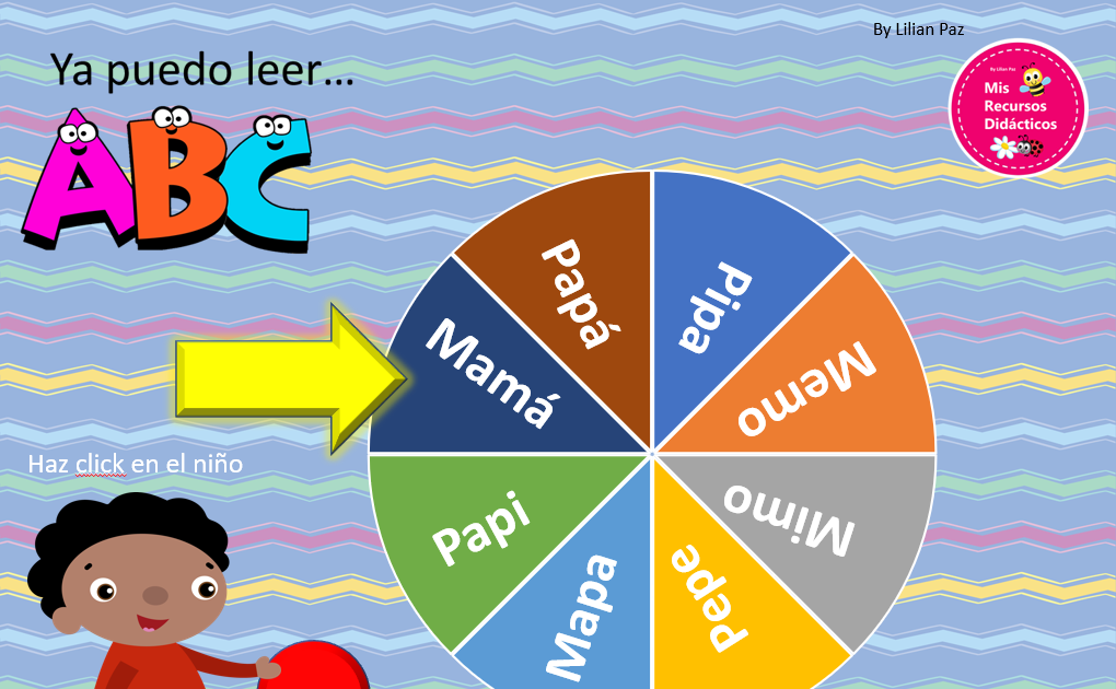 Ruleta- Ya puedo leer... PPT para ejercitar lectura de palabras con M y ...