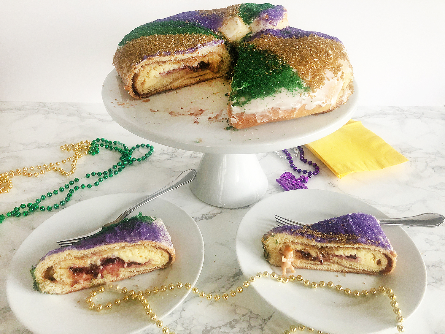 Southern Mom Loves Mardi Gras King Cake With Blackberry Cream Cheese