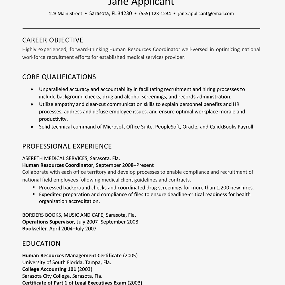 Hr Resume Objectives ~ Resume Letter