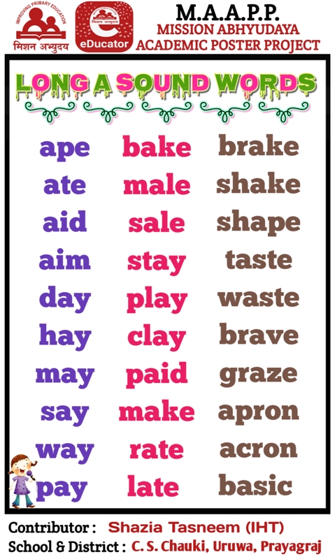 Long A Sound Words and Activities