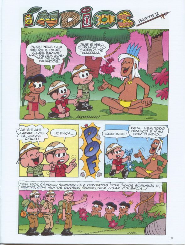 Gibi Turma da Mônica para o Dia do Índio ~ Atividade infantil