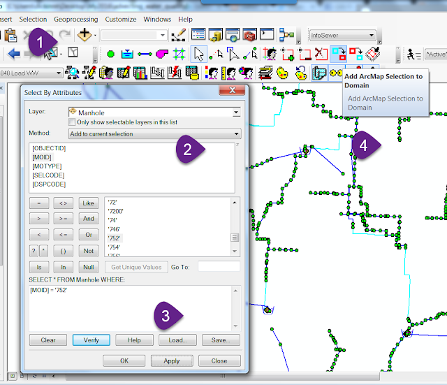 How to Use Arc Map Selection to add to Domains in #InfoSewer and #InfoSWMM