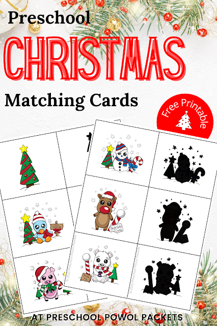 FREE Preschool Christmas Animals Matching Cards | Preschool Powol Packets