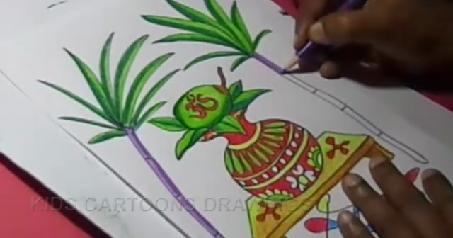 KIDS CARTOON DRAWINGS: How to Draw Puja Kalasam Drawing