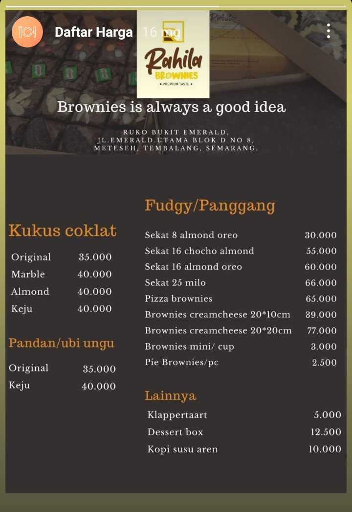 RAHILA Brownies Semarang, Dengan Rasa Yang Bikin Hatimu Bahagia - My ...