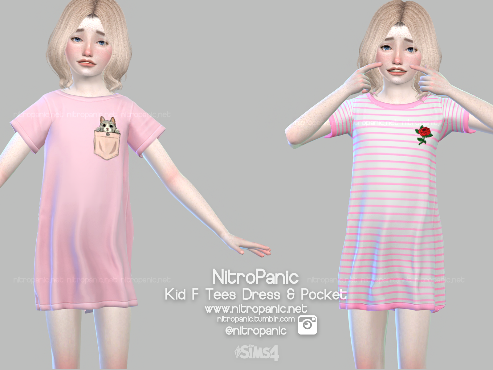 Kid F Tees Dress & Pocket Tees Dress for The Sims 4