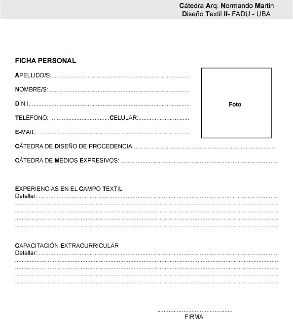 Diseño Textil Martin II: Ficha personal