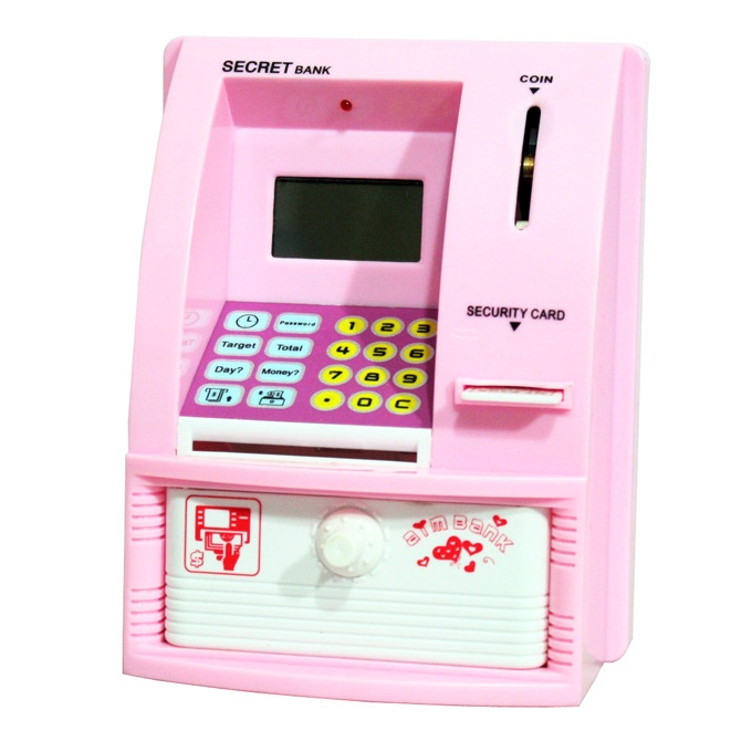 ATM Mini Secret Bank Pink Kartu Kecil ~ Mall Mainan