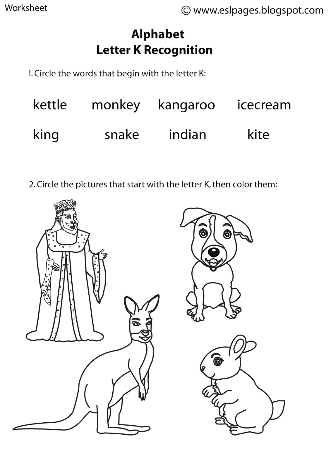 Esl Pages: Alphabet worksheets
