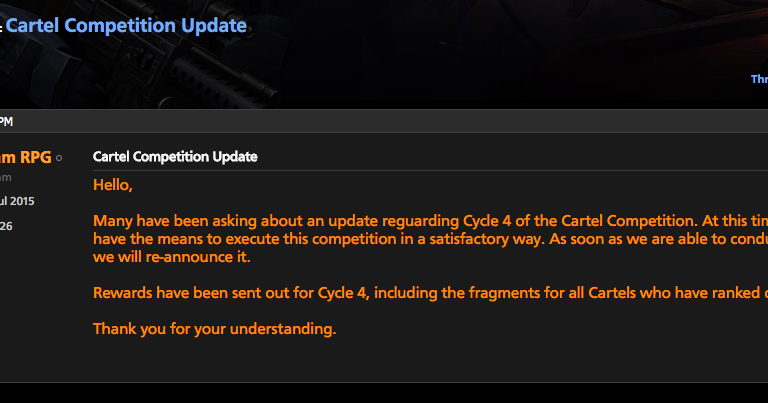 KoB: Cartel Competition Cycle 5, Cartel Rank, and SBs