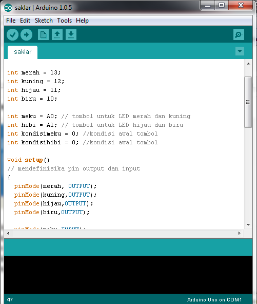 Menyalakan LED dengan Tombol Menggunakan program Arduino pada Proteus ...