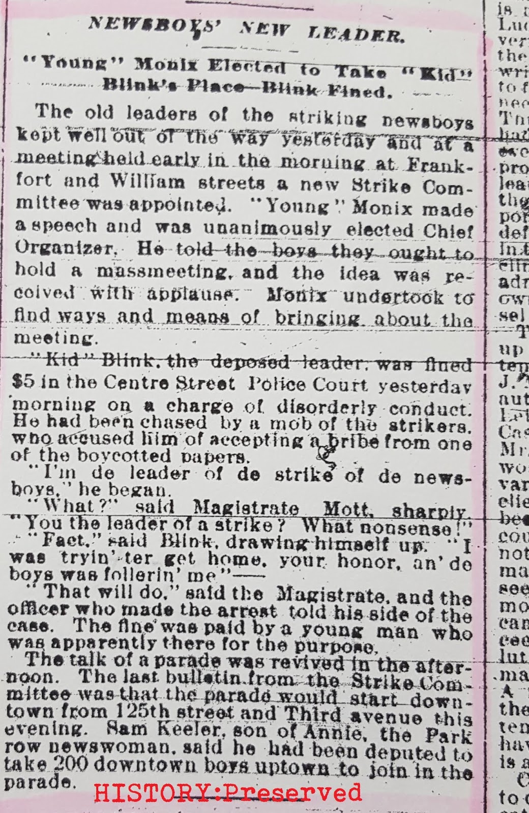 Newsboys' Strike: 120th Anniversary - Day 9