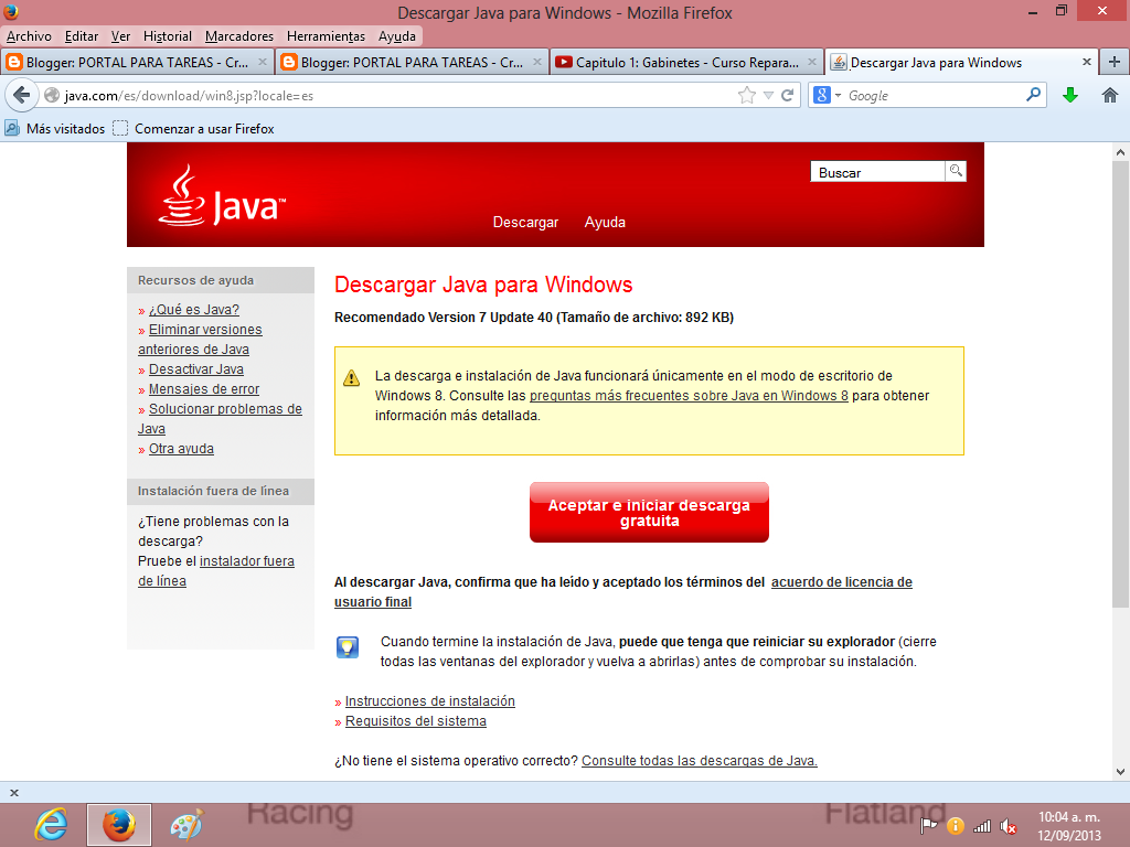PORTAL PARA TAREAS: Como Instalar Java en Nuestro Equipo