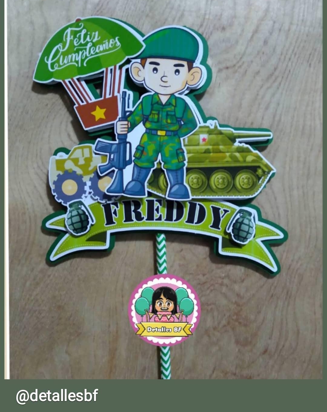 Topper 3D Militar Freddy - Mis Toppers Tus Toppers