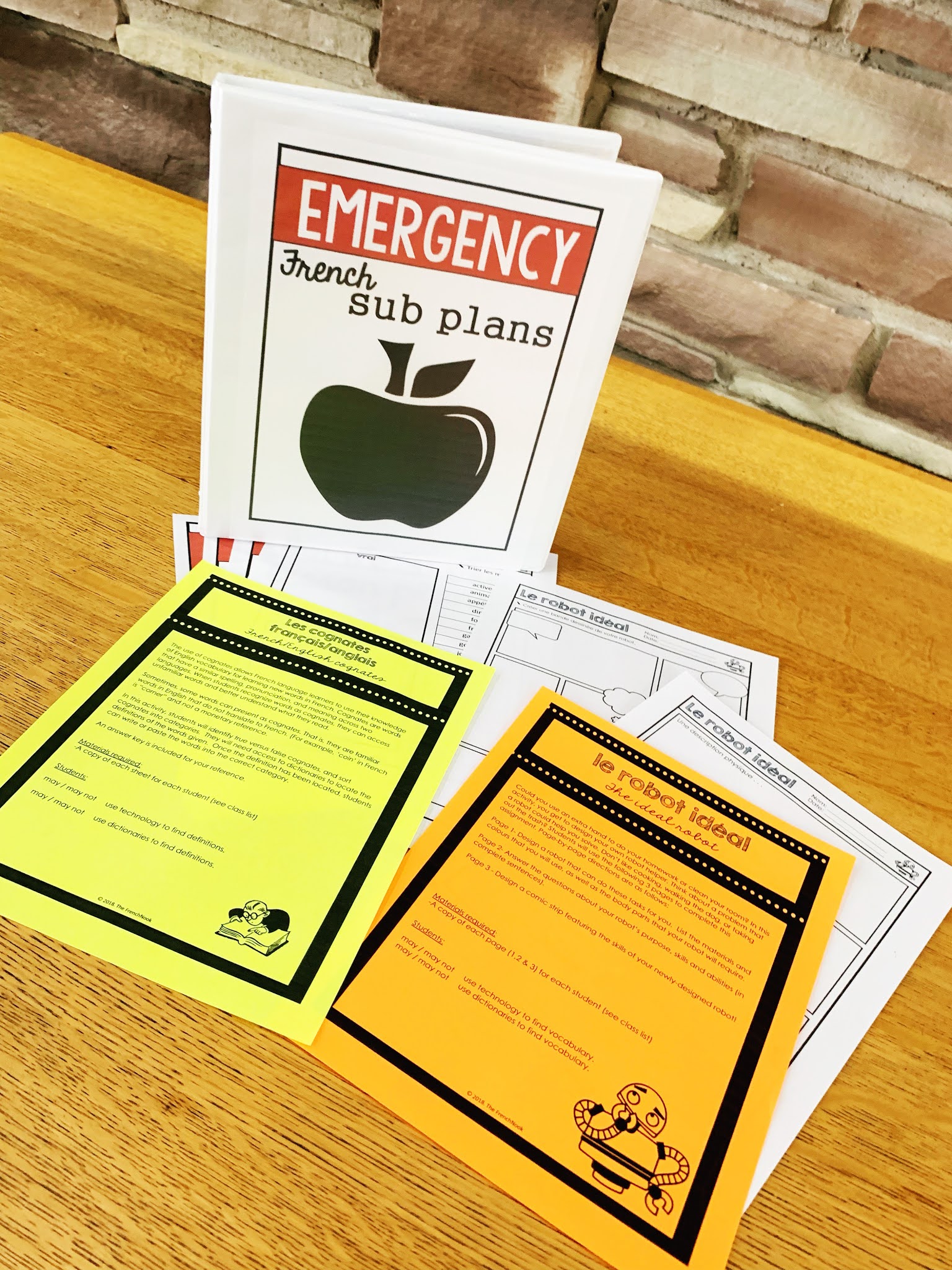 How to organize your French emergency teaching binder | The French Nook