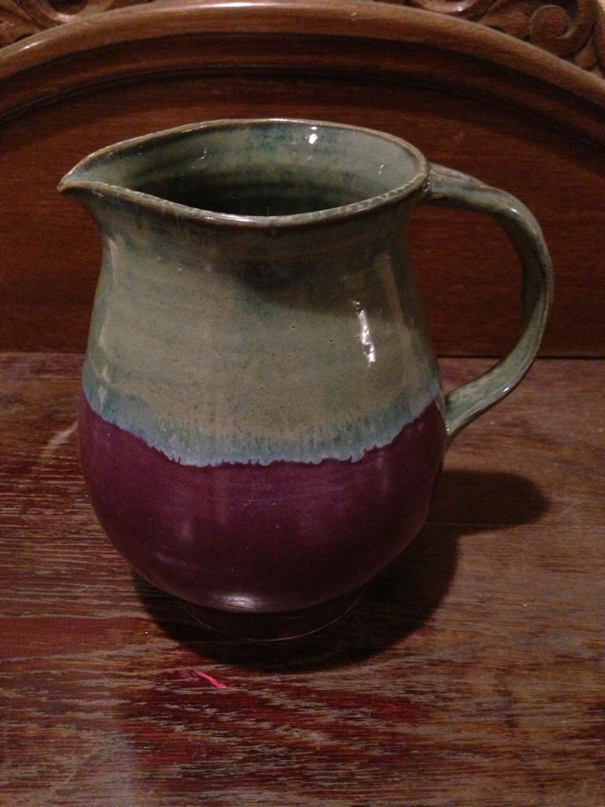 Pottery and More: Green and Purple Pitcher